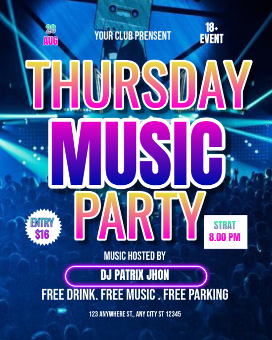 Plantilla de Thursday music party | PosterMyWall