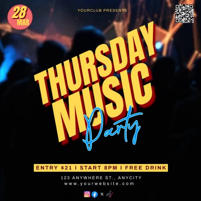 Plantilla de Thursday Music Party | PosterMyWall