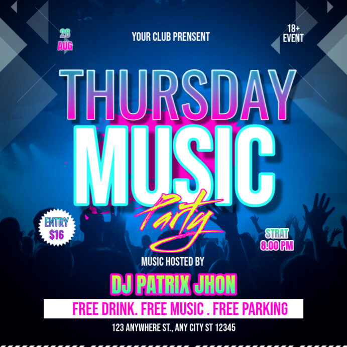 Thursday Music party Template | PosterMyWall