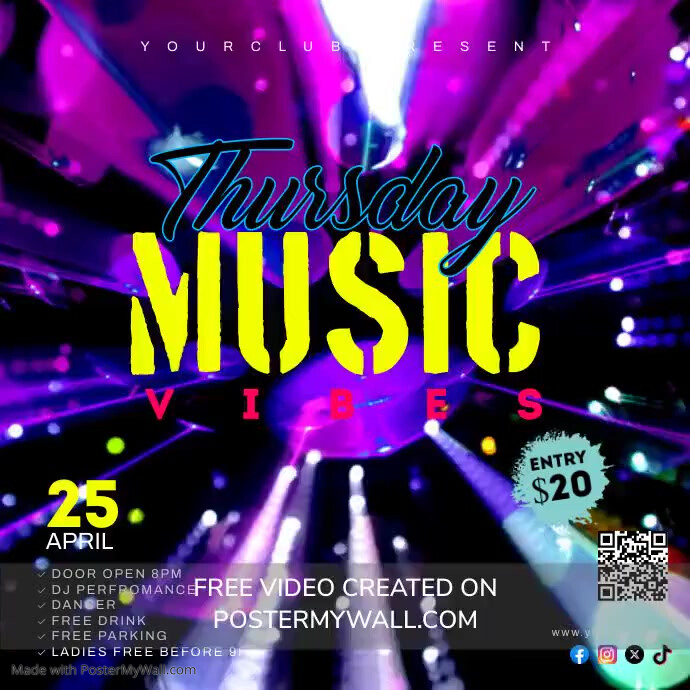 Thursday Music Vibes Template | PosterMyWall