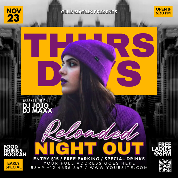 Thursday night out reloaded Template | PosterMyWall