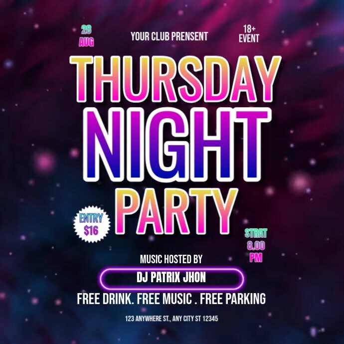 Thursday night party Template | PosterMyWall