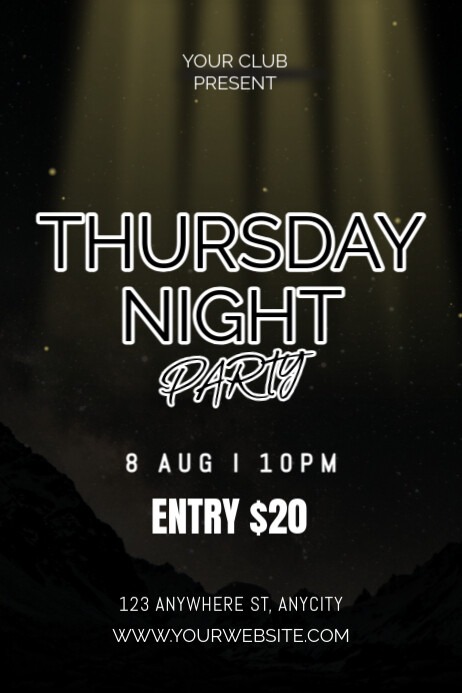 THURSDAY NIGHT PARTY Template | PosterMyWall