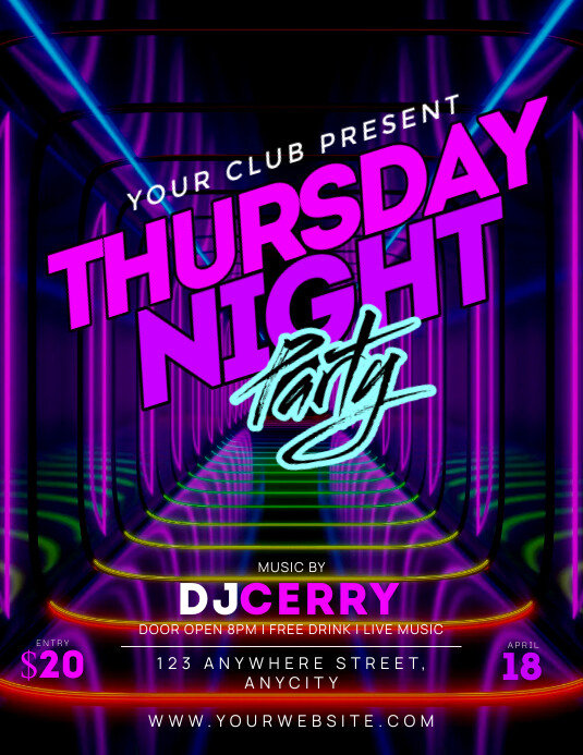 Thursday Night Party Template | PosterMyWall