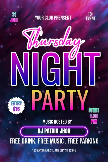 Thursday night party Template | PosterMyWall