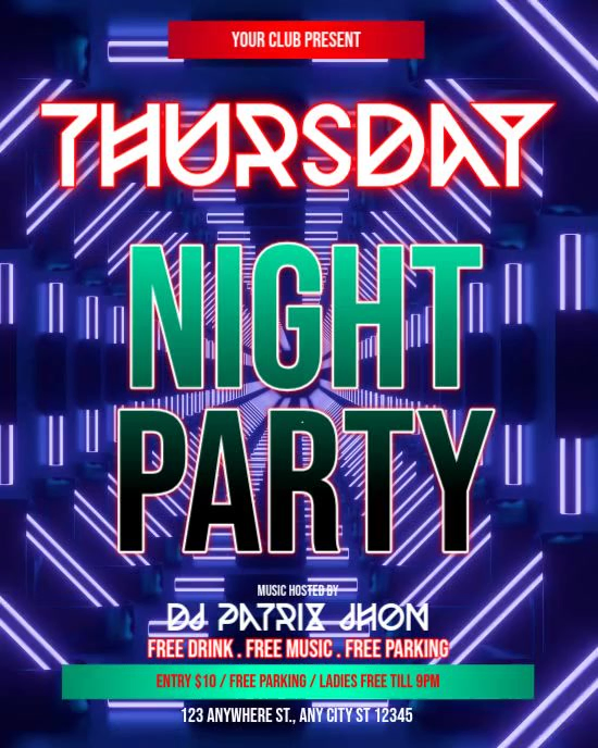 Thursday night party Template | PosterMyWall