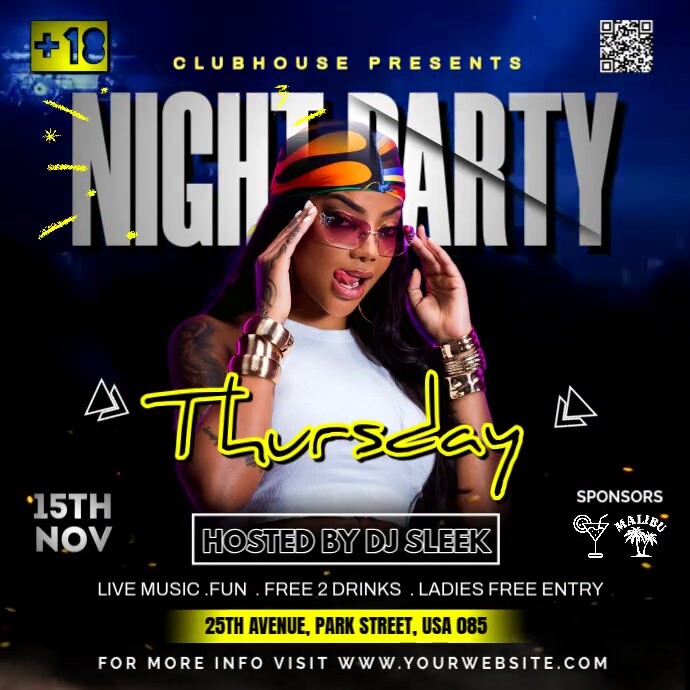 THURSDAY NIGHT PARTY FLYER TEMPLATE POSTER | PosterMyWall