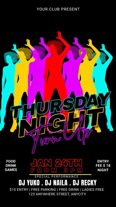 Thursday Night Turn Up Template | PosterMyWall