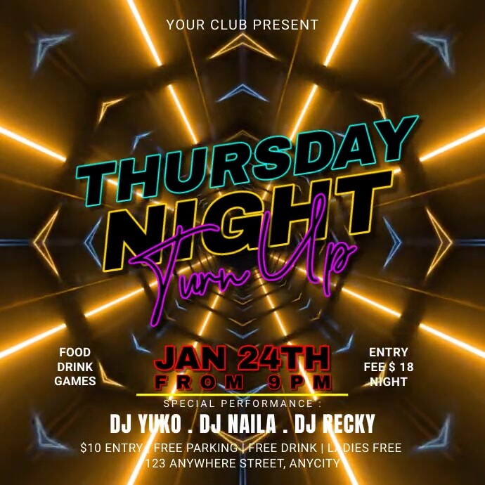Thursday Night Turn Up Template | PosterMyWall