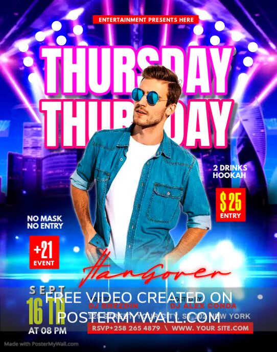 THURSDAY PARTY NIGHT Template | PosterMyWall