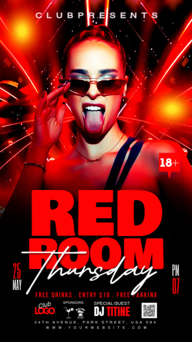 Thursday red room party Template | PosterMyWall
