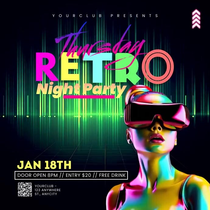 Thursday Retro Night Party Template | PosterMyWall
