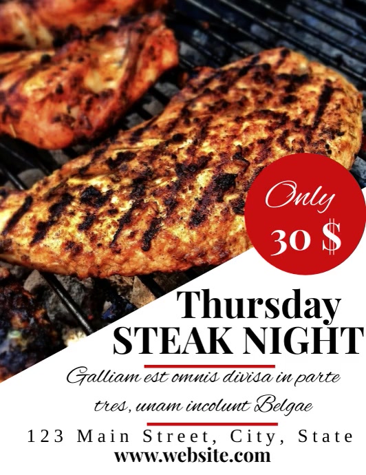 Thursday steak night flyer advertisement Template | PosterMyWall