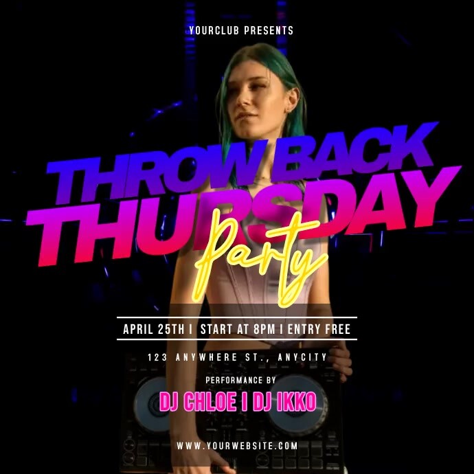 Thursday Throw Back Party Template | PosterMyWall