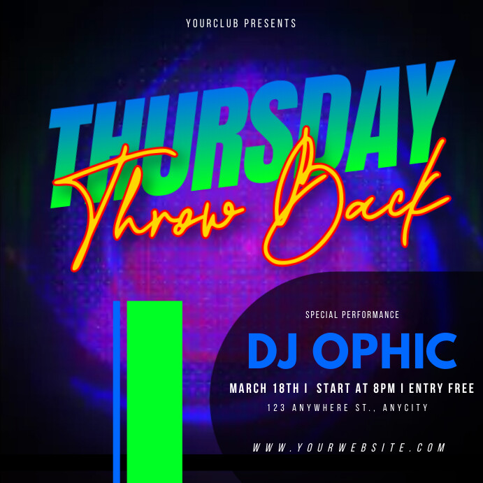 Plantilla de Thursday Throw Back Party | PosterMyWall