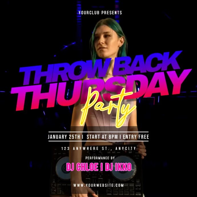 Thursday Throw Back Party Template | PosterMyWall