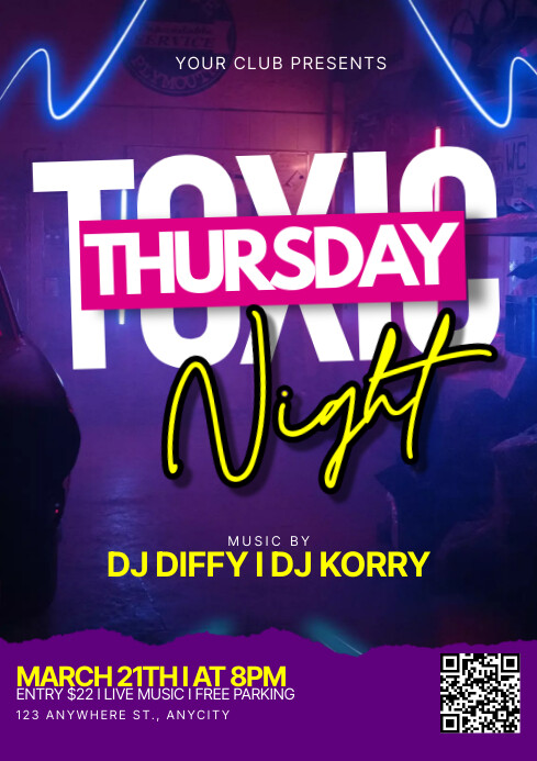 Plantilla de Thursday Toxic Night Party | PosterMyWall