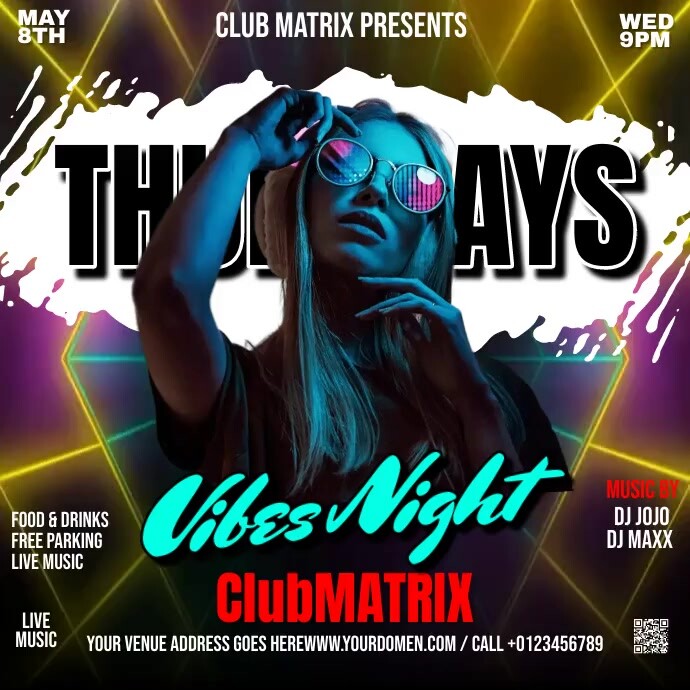 Plantilla de THURSDAY VIBES NIGHT | PosterMyWall