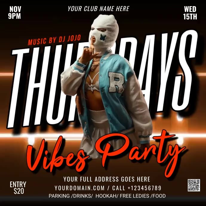 Plantilla de Thursday VIBES PARTY | PosterMyWall
