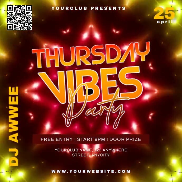 thursday vibes party Template | PosterMyWall
