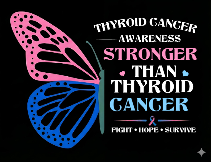 Thyroid Cancer Awareness Poster | Stronger Than Cancer Butterfly Design ...