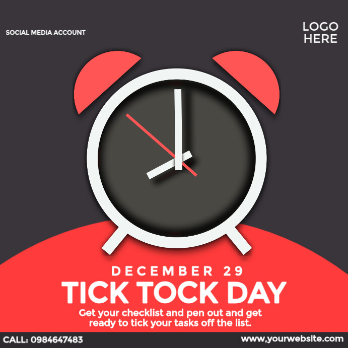 Tick Tock Day Template | PosterMyWall