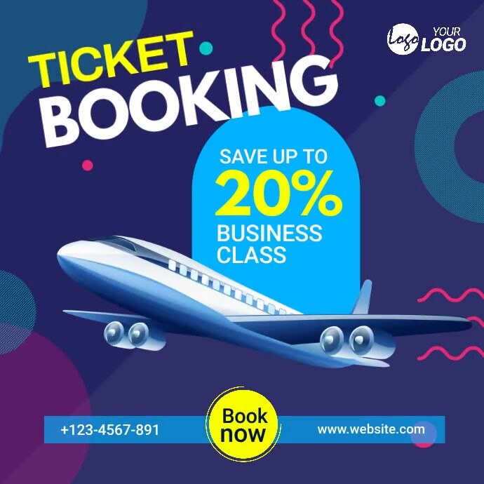 Modèle Ticket Booking Service Banner ad | PosterMyWall