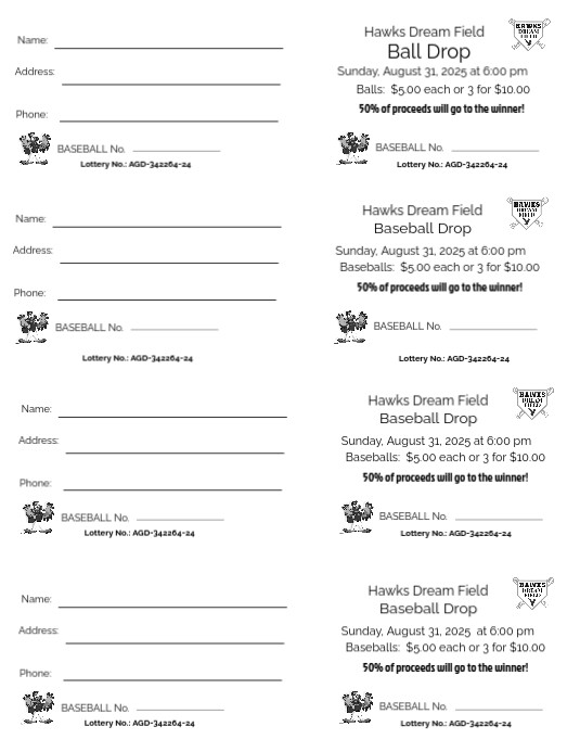 Modèle Tickets black and white four per page *US Let | PosterMyWall