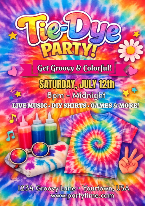 Copy of Tie-Dye Party A4 | PosterMyWall