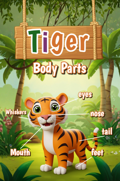 Tiger Body Parts Learning Poster Template | PosterMyWall
