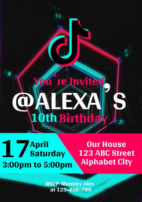 Tik Tok Birthday Invitation Template | PosterMyWall