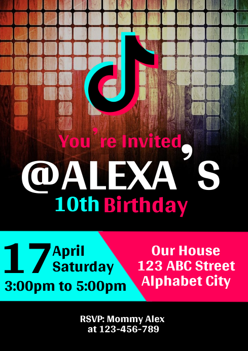 Tik Tok Birthday Invitation Template | PosterMyWall