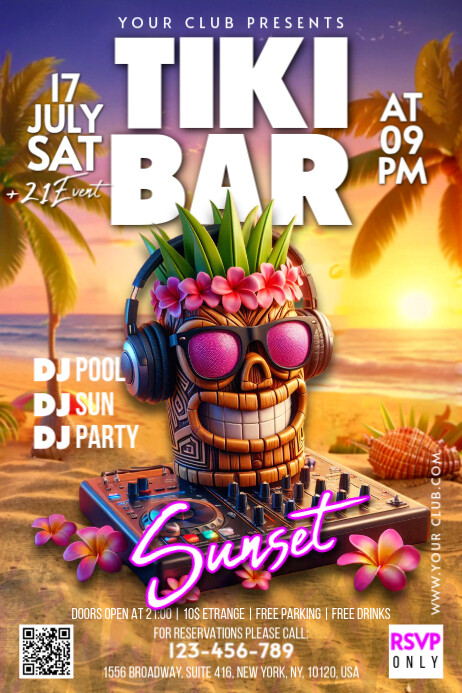 Copy of Tiki Bar Banner 4' × 6' | PosterMyWall