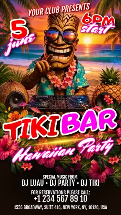 Hawaiian Party Digital Display Template | PosterMyWall