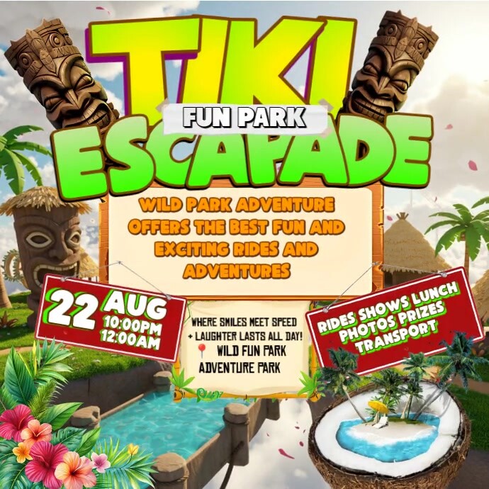 Tiki Escapade Template | PosterMyWall