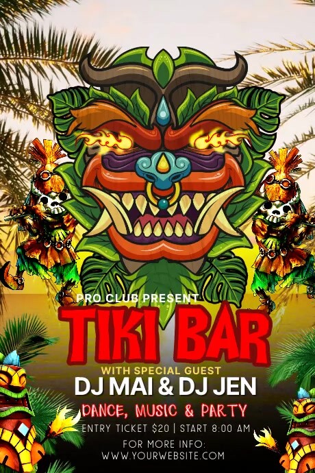 Tiki Night Party Template | PosterMyWall