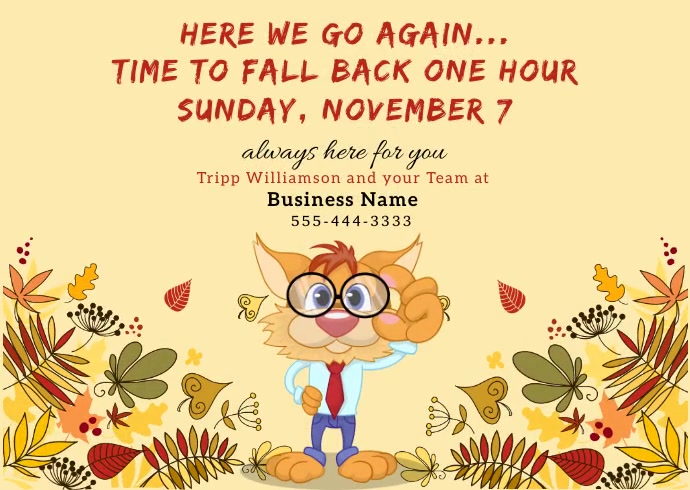 Copy of Time Change Fall Back Postcard | PosterMyWall