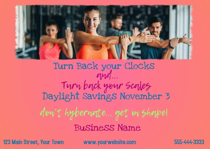Time Change - Fitness Postcard Template | PosterMyWall