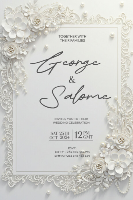Timeless White Wedding Invitation Design Template | PosterMyWall
