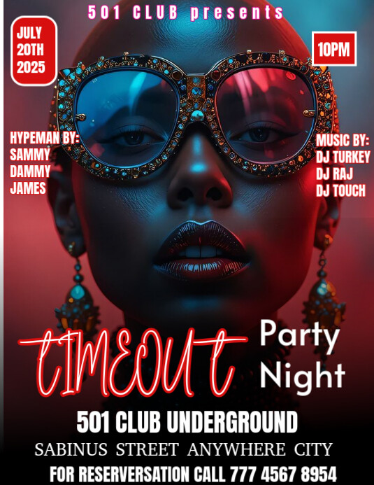 Plantilla de Timeout party night | PosterMyWall