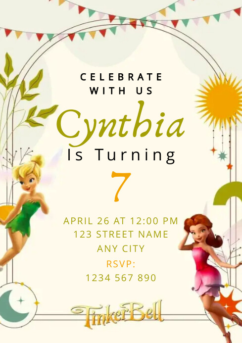 Tinker Bell Birthday Template | PosterMyWall