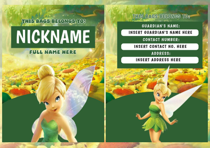Tinker Bell Personalized Bag Tag Template | PosterMyWall