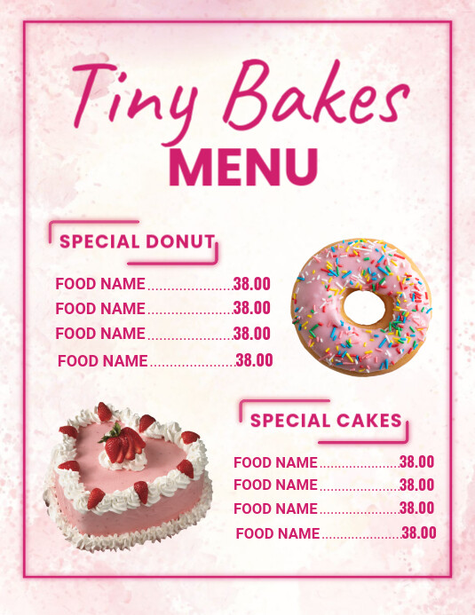 Tiny Bakes Menu Template | PosterMyWall