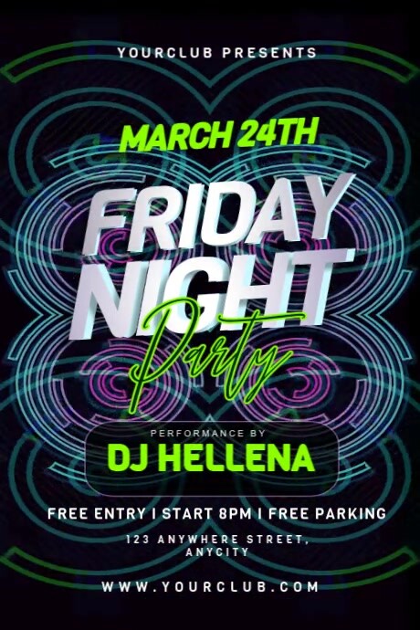 Tipografi Friday Night Party Poster Template | PosterMyWall