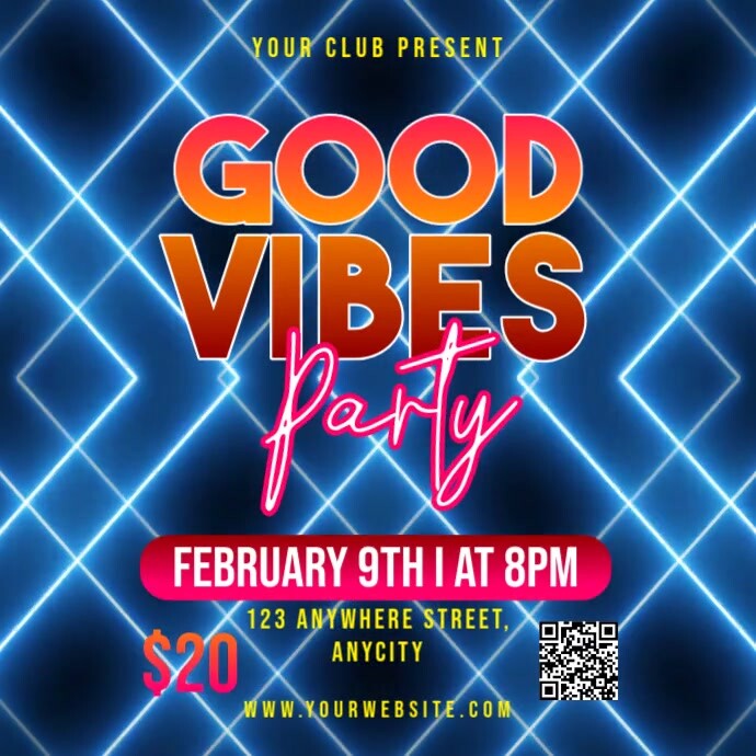 Plantilla de Tipografi Good Vibes Party Pos Instagram | PosterMyWall
