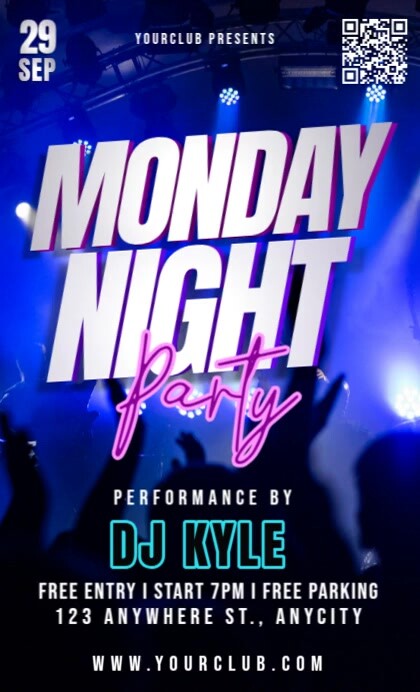 Plantilla de Tipografi Monday Night Party Legal As | PosterMyWall