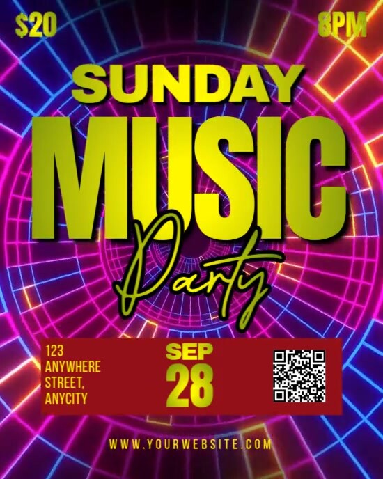 Tipografi Sunday Music Party Instagram Portrait Template | PosterMyWall