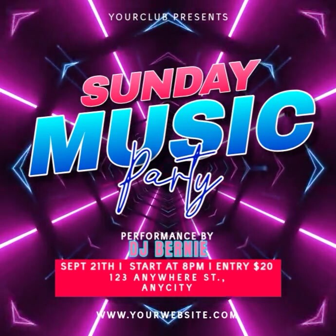 Tipografi Sunday Music Party Pos Instagram Template | PosterMyWall