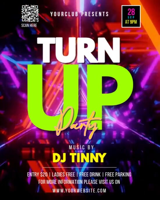 Plantilla de Tipografi Turn Up Party Instagram Portrait | PosterMyWall