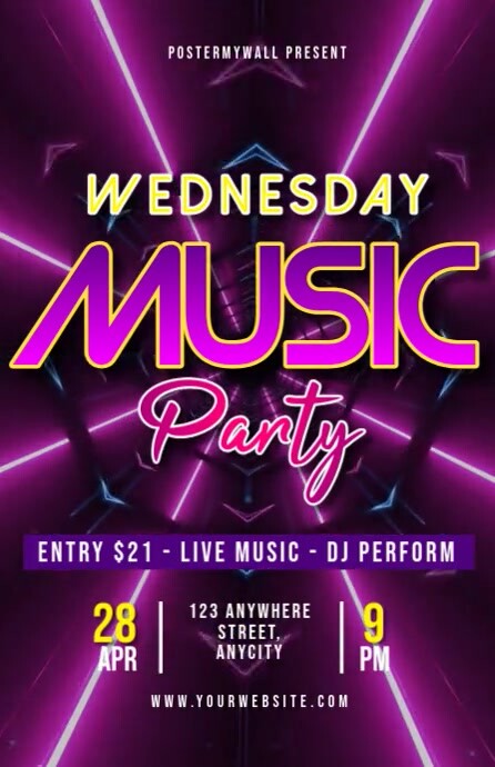 Tipografi Wednesday Music Party Tabloid Template | PosterMyWall